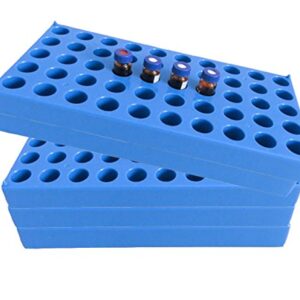 (5 Packs) Vial Rack, Single Blue Holds 50 Standard 12 mm 2 mL vials, Stackable Tube Rack Centrifuge Tubes Rack