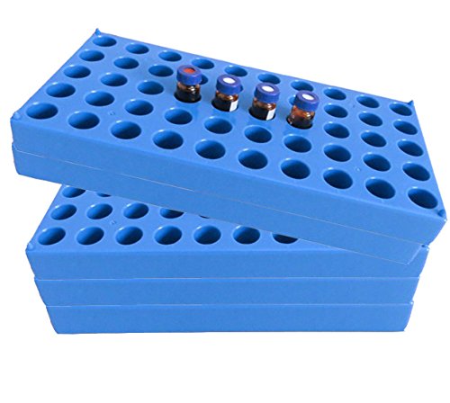 (5 Packs) Vial Rack, Single Blue Holds 50 Standard 12 mm 2 mL vials, Stackable Tube Rack Centrifuge Tubes Rack