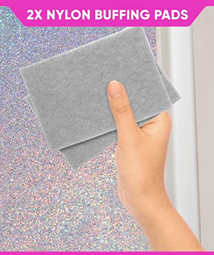 Glitter for Paint [5.3oz] – Holographic Silver with 2 x Buffing Pads – Glitter for Painting Walls for Luminous Paint Finish on Interior or Exterior Walls, Ceilings, and Wood - Glitter Paint Additive