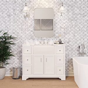 kitchen bath collection zelda 42-inch farmhouse vanity (carrara/white): includes white cabinet with authentic italian carrara marble countertop and white ceramic farmhouse apron sink