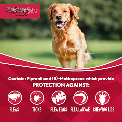 ZoGuard Plus Flea and Tick Prevention for Large Dogs – Flea & Tick Prevention for Dogs 45-88lbs (3 Doses)