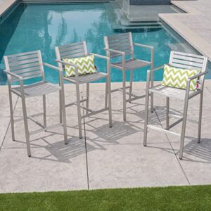 Christopher Knight Home Tammy Coral Outdoor Silver Rust-Proof Aluminum 29.50 Inch Barstools (Set of 4)