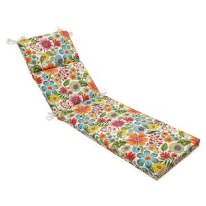 pillow perfect bright floral indoor/outdoor split back chaise lounge cushion with ties plush fiber fill, weather, and fade resistant, 72.5" x 21", blue/purple gregoire