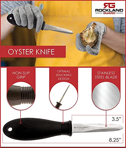 Rockland Guard Oyster Shucking Knife - Effortless Shucking with Non-Slip Easy-to-Grip Handle (2 Pack)