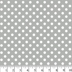 polka dots white on gray flannel fabric by the yard