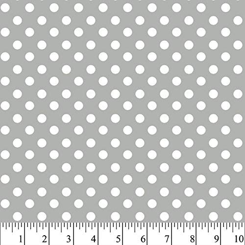 Polka Dots White On Gray Flannel Fabric by The Yard