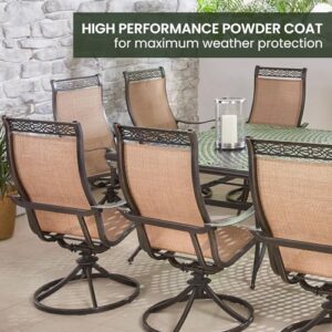 Hanover Manor 11-Piece Outdoor Dining Set with 10 Comfortable Swivel Rockers and an Extra-Large 60" x 84" Aluminum Cast-Top Dining Table, 10 person Patio Table and Chairs for Backyard, Deck, Porch