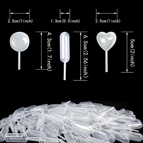 150pcs 4ml plastic droppers pipettes,Plastic Pipettes, Heart Round Rectangular Plastic Squeeze Transfer Pipettes Suitable for Chocolate, Cupcakes, Strawberries