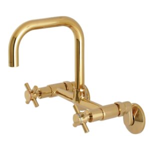 kingston brass ks413pb concord kitchen faucet, 6-11/16" in spout reach, polished brass