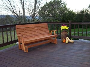 a&l furniture 5' amish-made pressure-treated pine highback patio glider bench, cedar stain