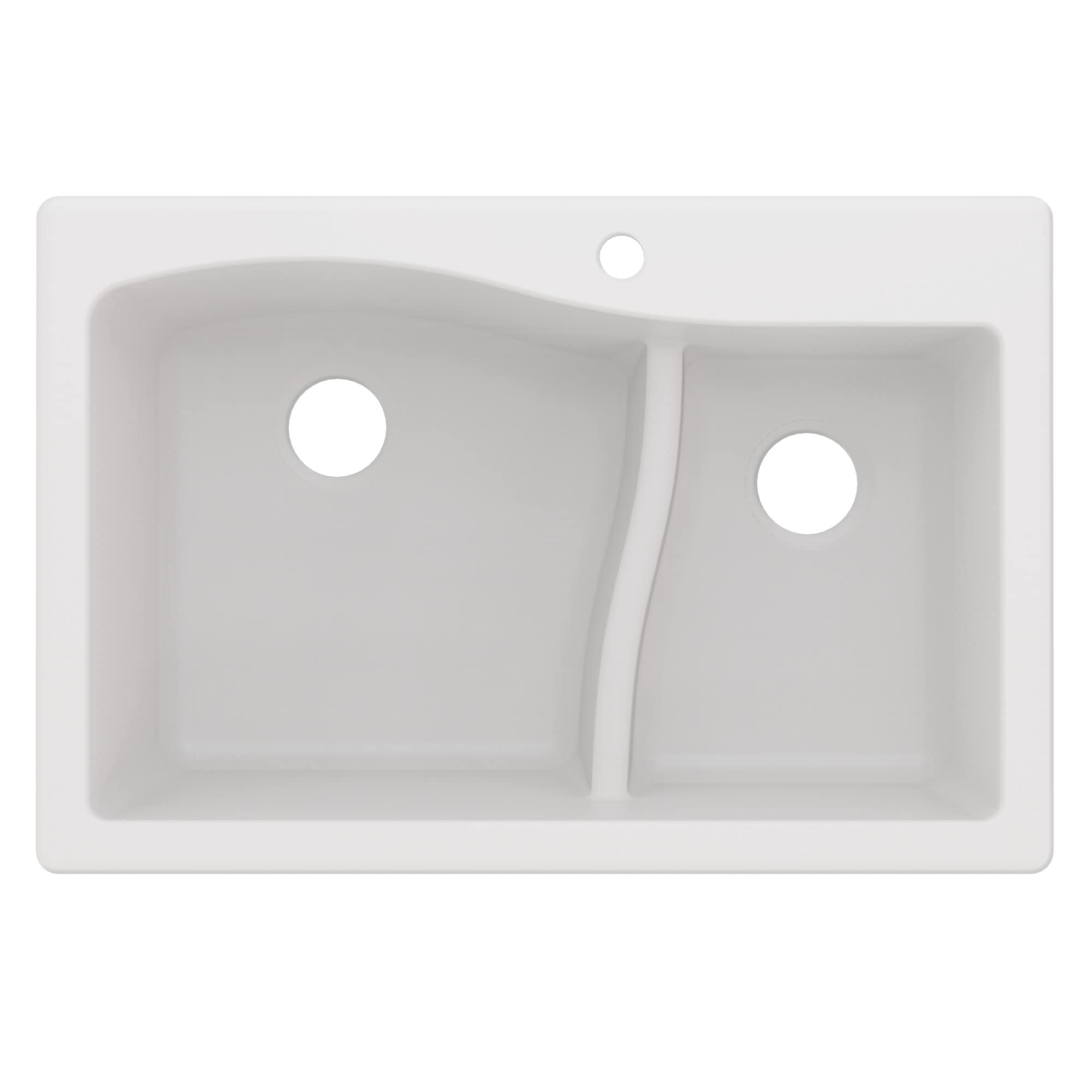 KRAUS Quarza 33-inch Drop-In/Undermount 60/40 Double Bowl Granite Kitchen Sink in White, KGD-442WHITE