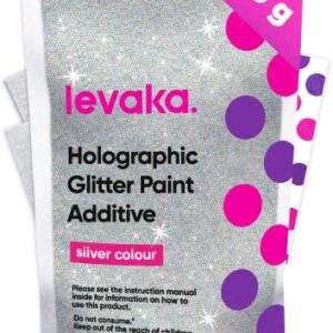 Glitter for Paint [5.3oz] – Holographic Silver with 2 x Buffing Pads – Glitter for Painting Walls for Luminous Paint Finish on Interior or Exterior Walls, Ceilings, and Wood - Glitter Paint Additive