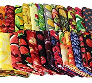 10 Fat Quarters - Fruit Citrus Fruity Food Apples Cherries Pears Strawberries Blueberries Berries Melons Lemon Lime Fabrics Quality Quilters Cotton Assorted Fat Quarter Bundle M224.01