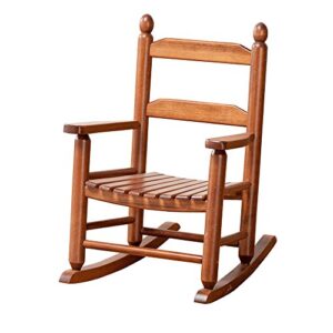 bplusz child rocking chair outdoor toddler wooden rocker for kids ages 3-6 - ideal for patio, porch, and indoor outside use, brown