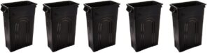 united solutions ti0032 highboy waste container in black, 23 gallon, slim fit wastebasket (5-pack)