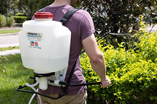 Mosquito Magician 1 Gallon Liquid Concentrate with a 15L Pump Up Backpack Sprayer - User-Friendly - Ideal for Yards, Lawns, Patios - Kills Mosquitoes, Fleas, Fire Ants - with 6 Natural Essential Oils