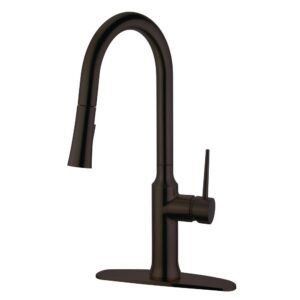 kingston brass ls2725nyl new york pull-down sprayer kitchen faucet, 8" in spout reach, oil rubbed bronze