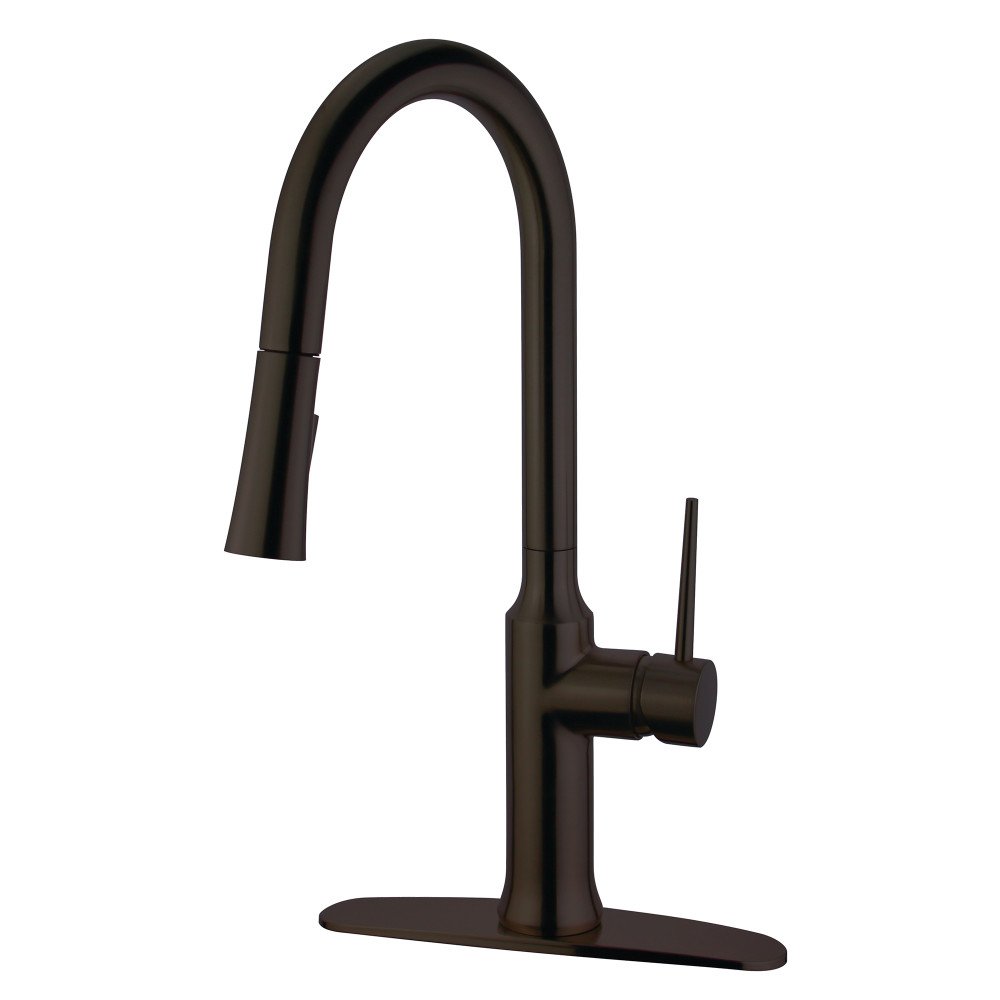 Kingston Brass LS2725NYL New York Pull-Down Sprayer Kitchen Faucet, 8" in Spout Reach, Oil Rubbed Bronze