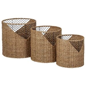 amazon brand – stone & beam modern round seagrass storage basket set - pack of 3