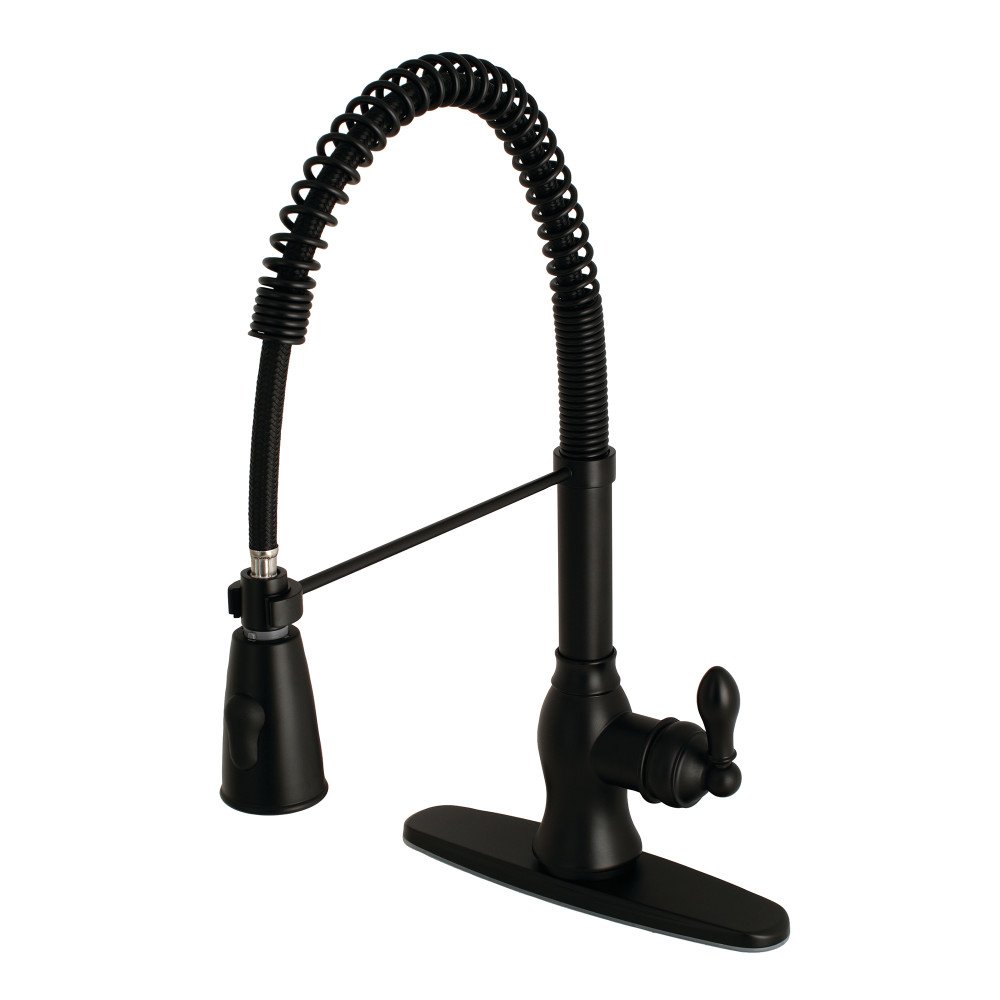 Kingston Brass GSY8890ACL American Classic Single-Handle Pull-Down Kitchen Faucet, 10-1/16" in Spout Reach, Matte Black