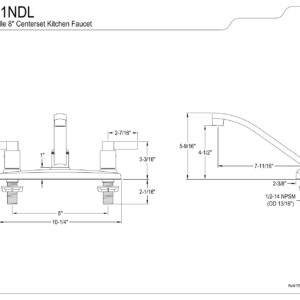 Kingston Brass FB111NDL NuvoFusion 8" Centerset Kitchen Faucet, 7-5/8" in Spout Reach, Polished Chrome