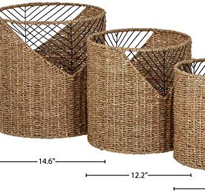 Amazon Brand – Stone & Beam Modern Round Seagrass Storage Basket Set - Pack of 3