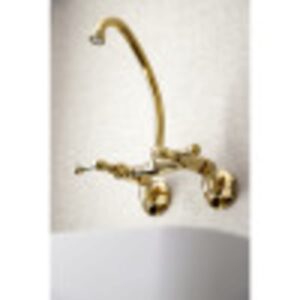 Kingston Brass Kingston 6-Inch Adjustable Center Wall Mount Kitchen Faucet, Brushed Brass