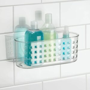 InterDesign iDesign Plastic Shower Caddy and Bathroom Organizer Basket with Suction Cups – 10.25" x 3.75" x 4", Clear