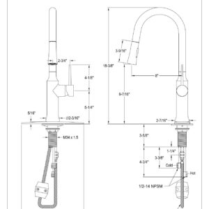 Kingston Brass LS2725NYL New York Pull-Down Sprayer Kitchen Faucet, 8" in Spout Reach, Oil Rubbed Bronze