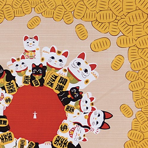 Japanese wrapping cloth FUROSHIKI MANEKI-NEKO HAPPY CAT MADE IN JAPAN 50cm