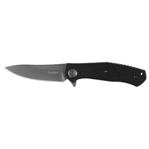 Kershaw Concierge Pocketknife (4020); 8Cr13MoV Modified Drop Point Blade; Gray Titanium Carbo-Nitride Coating; Black G10 Handle; KVT Ball-Bearing Manual Open; Liner Lock; Recessed Pocketclip; 4.3 oz