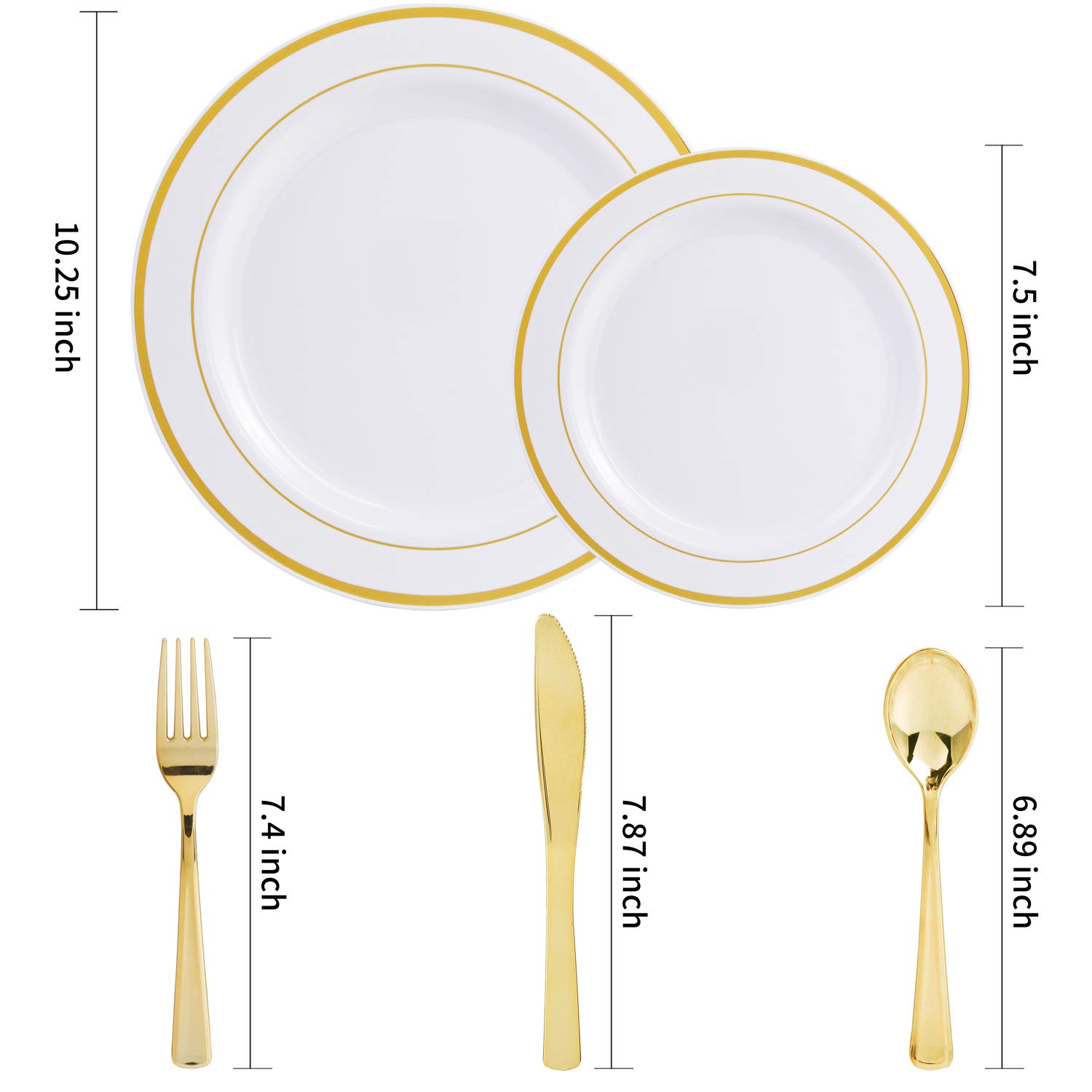 supernal 60pcs Gold Plastic Dinnerware,Gold Plastic Plates with Gold Plastic Silverware,Gold Plastic Party Plates,Gold Plastic Cutlery Service for 12 Guests,Perfect for Thanksgiving,Christmas,Party