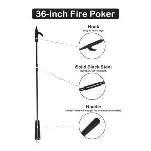 Stanbroil Fire Poker, 36" Fireplace Poker for Indoor and Outdoor Use, Premium Steel Fire Stick for Fire Pit or Inside Fireplace