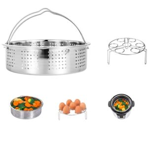 hapway stainless steel steamer basket with egg steam rack trivet compatible with instant pot 5,6 qt electric pressure cooker