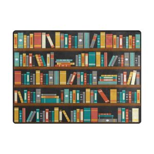 ALAZA Vintage Library Bookshelf Bookworm Area Rug Rugs for Living Room Bedroom 7' x 5'