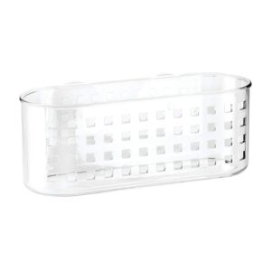 interdesign idesign plastic shower caddy and bathroom organizer basket with suction cups – 10.25" x 3.75" x 4", clear