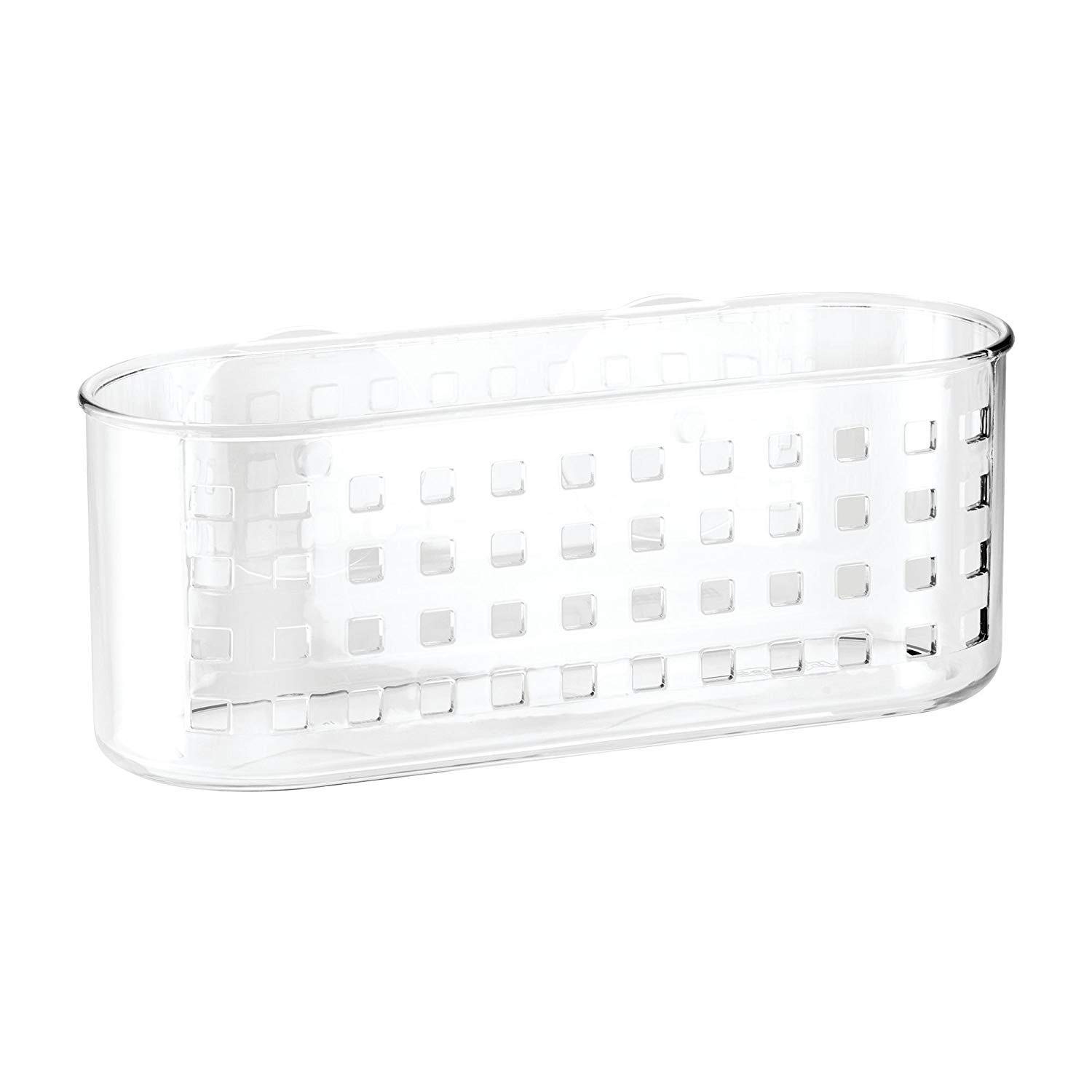 InterDesign iDesign Plastic Shower Caddy and Bathroom Organizer Basket with Suction Cups – 10.25" x 3.75" x 4", Clear