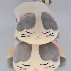 MASSJOY Very Soft Cat Big Hugging Pillow Plush Kitten Kitty Stuffed Animals Gray