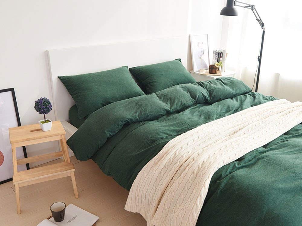 Jersey Knit Cotton Duvet Cover Set Bedding Set Soft Knit Comforter Cover Queen Size 3 Pieces Bedding Set 1 Duvet Cover 2 Pillowcases Queen Duvet Cover Set