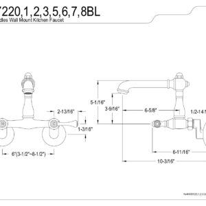 Kingston Brass KS7226BL English Country Kitchen Faucet, 6-5/8" in Spout Reach, Polished Nickel