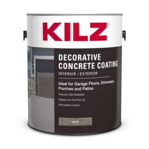 kilz decorative concrete coating, interior/exterior, slip resistant, gray, 1 gallon