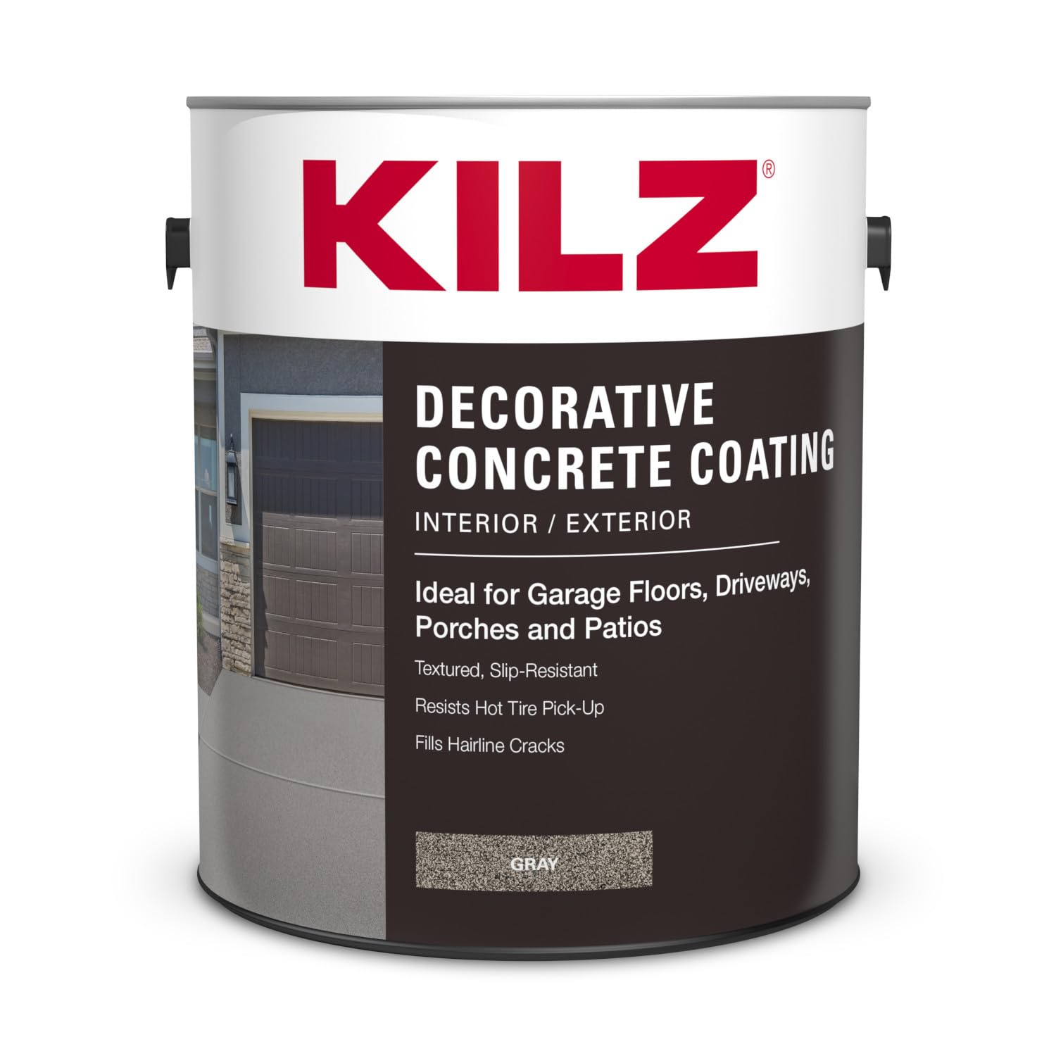 KILZ Decorative Concrete Coating, Interior/Exterior, Slip Resistant, Gray, 1 Gallon