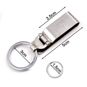 Linwnil Stainless Steel Keyring Security Belt Clip Key Chain,used in sports pants, clothes pockets,belt,Durable Multi-ring Key Holder (2)