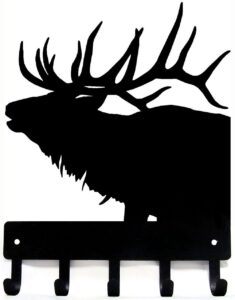 the metal peddler elk head antlers key rack hanger - large 9 inch wide - made in usa; wall mount