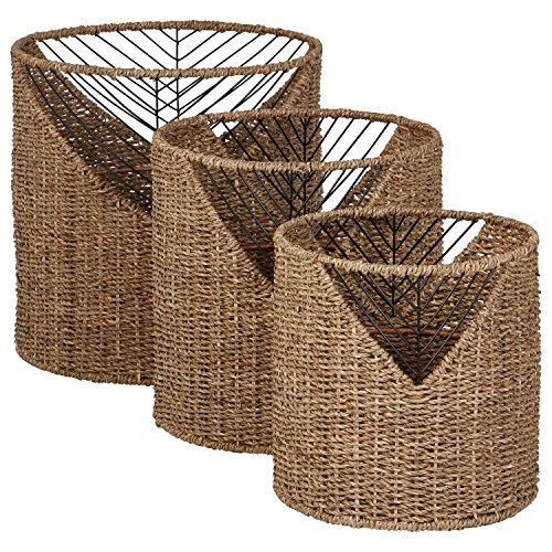 Amazon Brand – Stone & Beam Modern Round Seagrass Storage Basket Set - Pack of 3