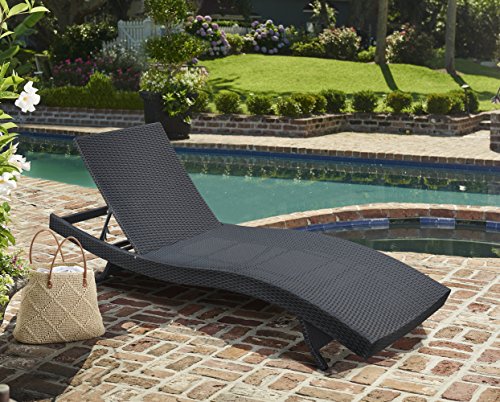 Armen Living Cabana Adjustable Wicker Chaise Lounge Chair