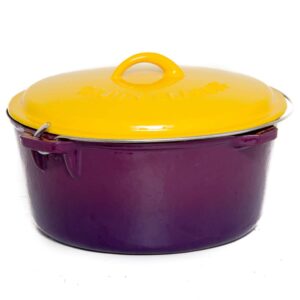 cajun classic 12-quart enamel cast iron dutch oven - purple & gold - gl10489pg