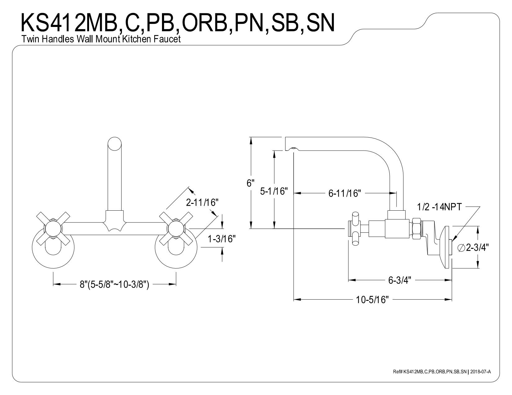 Kingston Brass KS412ORB Concord Kitchen Faucet, 6-11/16" in Spout Reach, Oil Rubbed Bronze