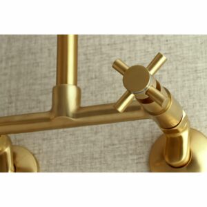 Kingston Brass Concord 8-Inch Adjustable Center Wall Mount Kitchen Faucet, Brushed Brass