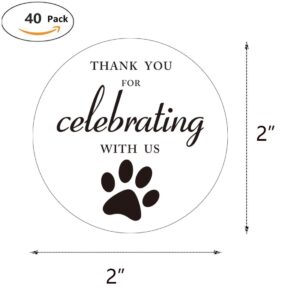 MAGJUCHE Print Thank You Stickers, Dog Cat Animal Baby Shower Birthday Favor Sticker Labels, 2 Inch Round, 40-Pack